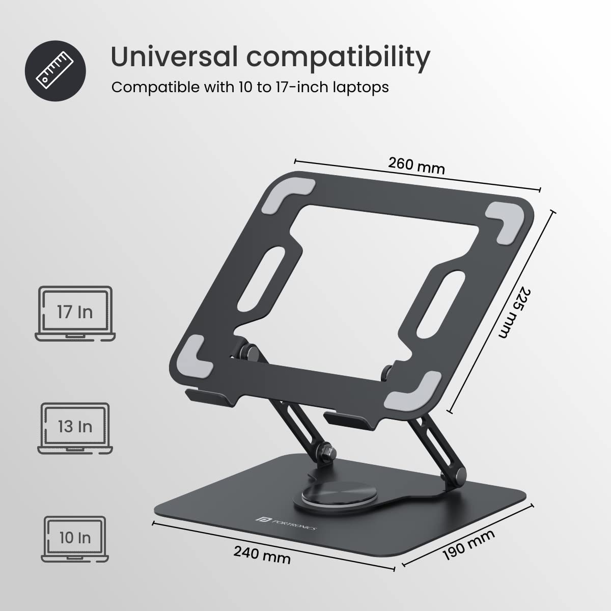 Portronics My Buddy K9 - Portable Laptop Stand Black – BROOT COMPUSOFT LLP