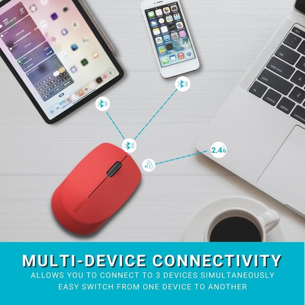 Rapoo M100 Ultra Silent Wireless Bluetooth Mouse Red – BROOT COMPUSOFT LLP