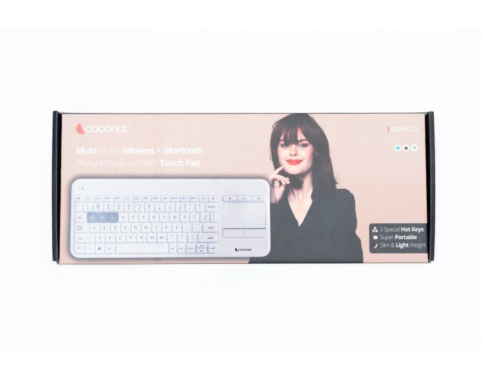 Coconut Wireless Bluetooth Keyboard BRAVO3 With Touchpad – BROOT ...